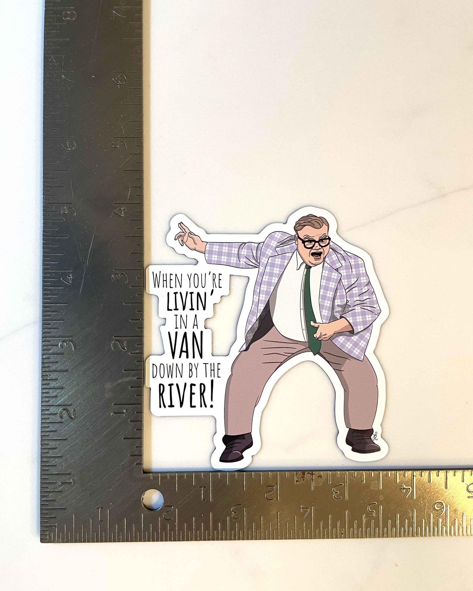 Chris Farley Van Down by the River Vinyl Magnet / Sticker | 4"x4" | SNL ...