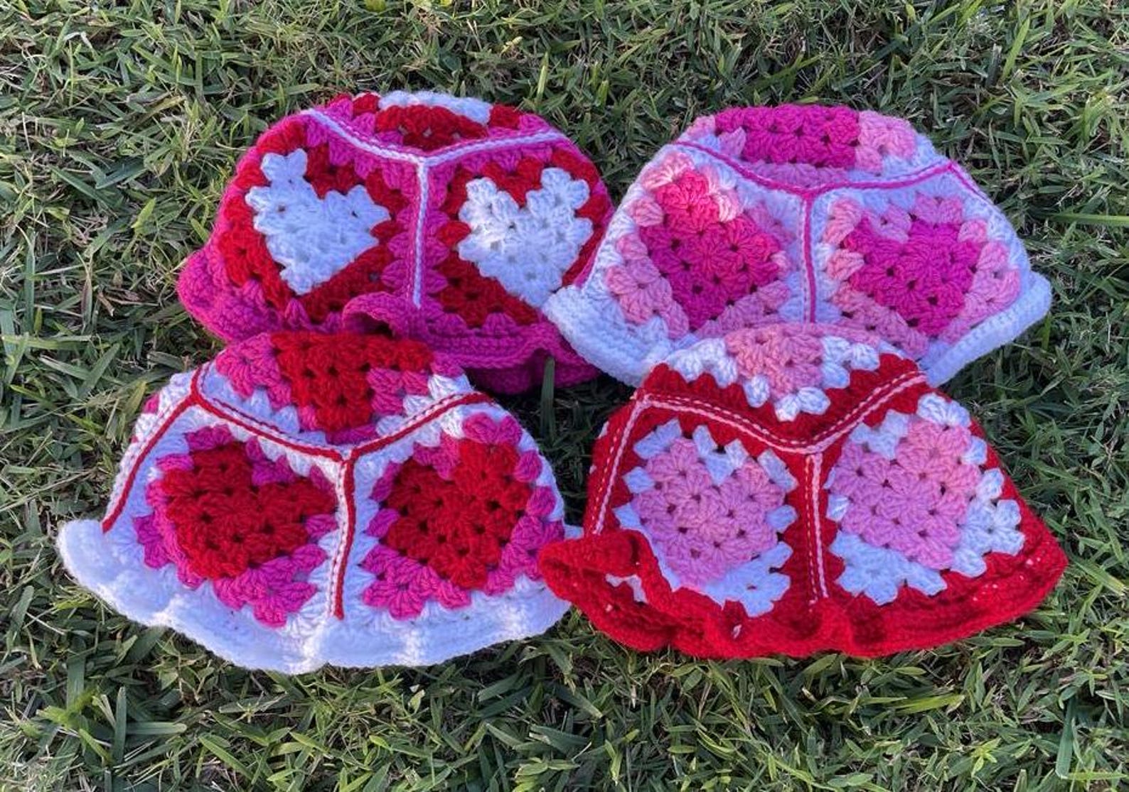 Sweetheart Granny Square Heart Crochet Bucket Hat - Etsy
