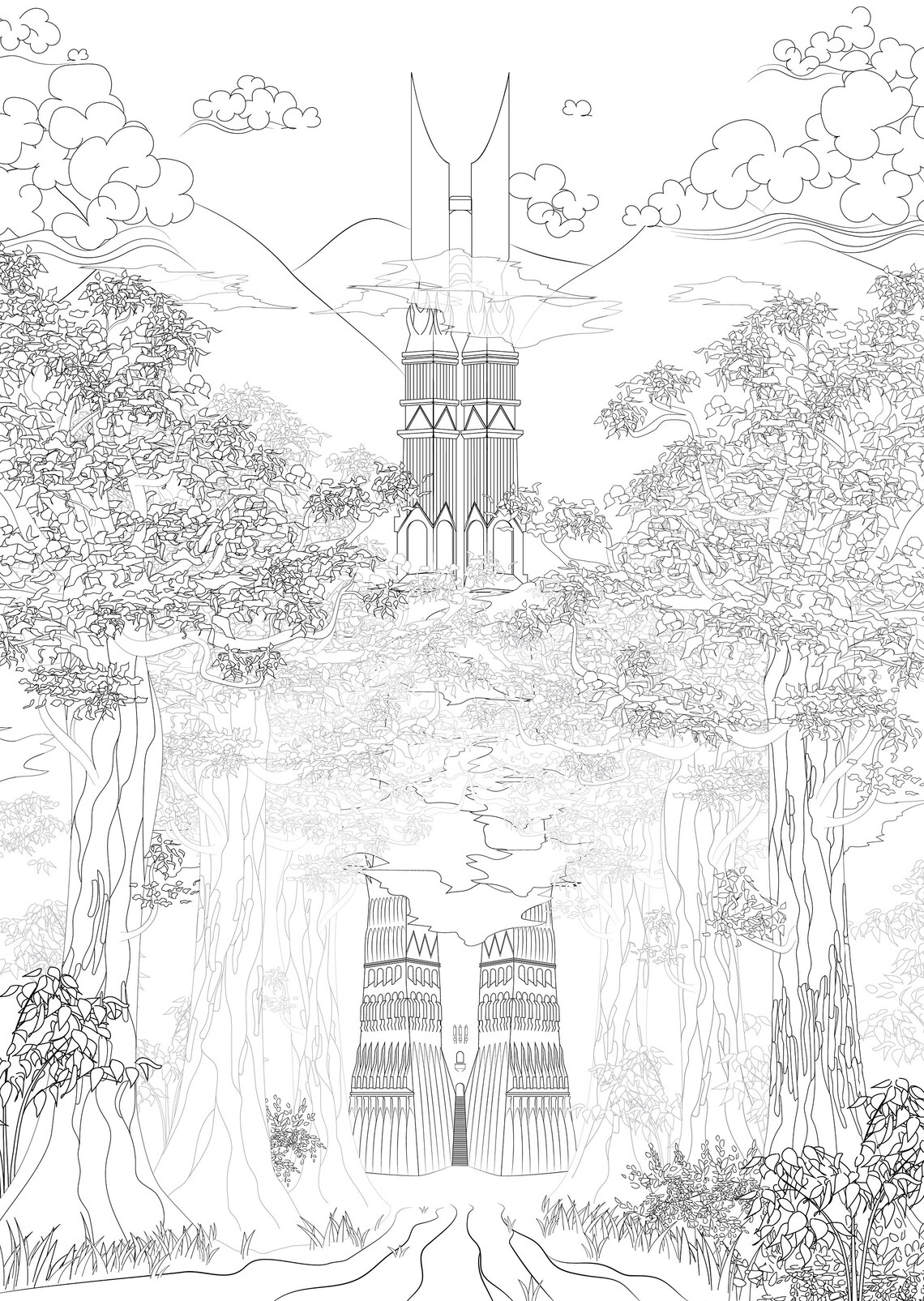 5 Large the Lord of the Rings inspired coloring posters | Etsy