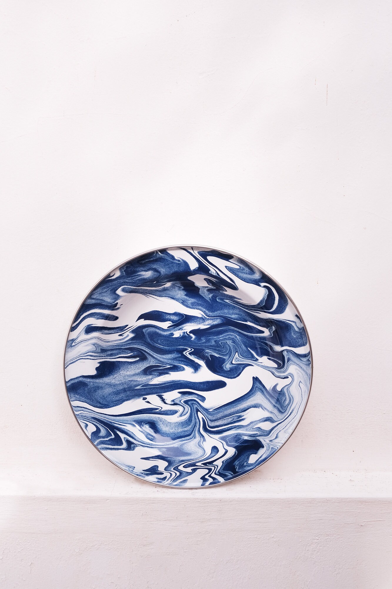 Large Enamel Marble Plate, in Blue and Grey - Made in Bali. - Etsy UK