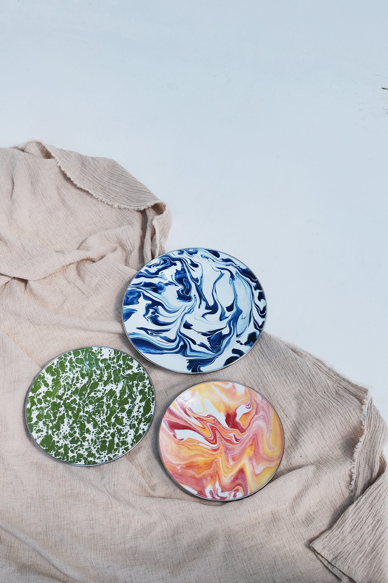 Large Enamel Marble Plate, in Blue and Grey - Made in Bali. - Etsy UK