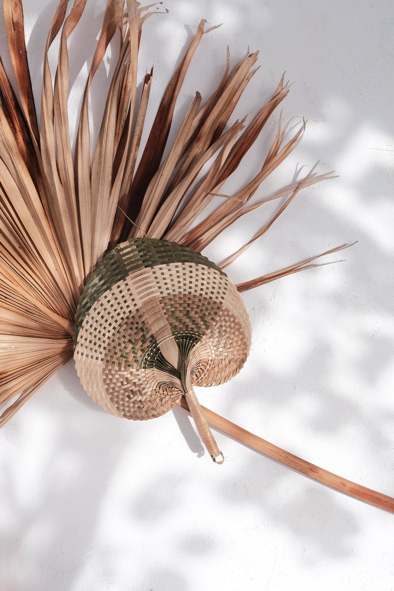 Natural Handwoven Island Palm Hand Fan - Made in Bali. - Etsy