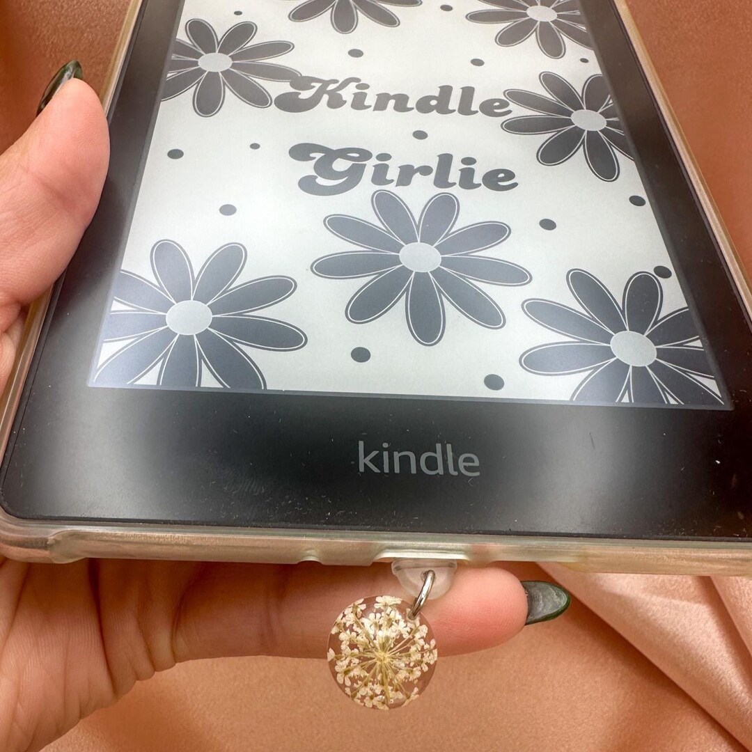 Kindle Charm Custom,pressed Flowers Ereader Charm,usb-c Dust Plug ...