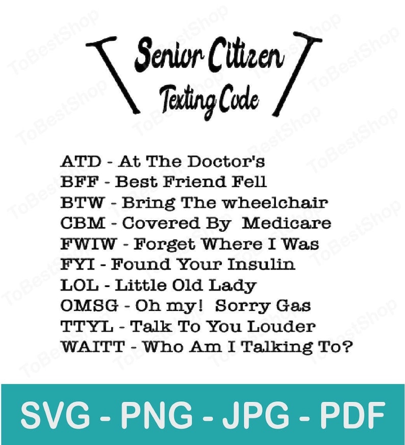 Senior Citizen Texting Code SVG Funny Gift for Grandpa or Grandma ...