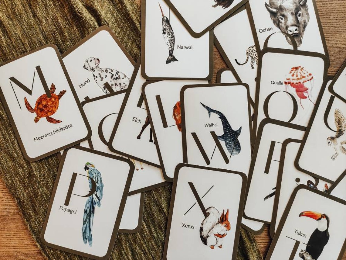German Animal Alphabet Flashcards Digital Download - Etsy
