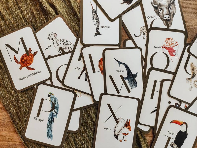 German Animal Alphabet Flashcards Digital Download | Etsy