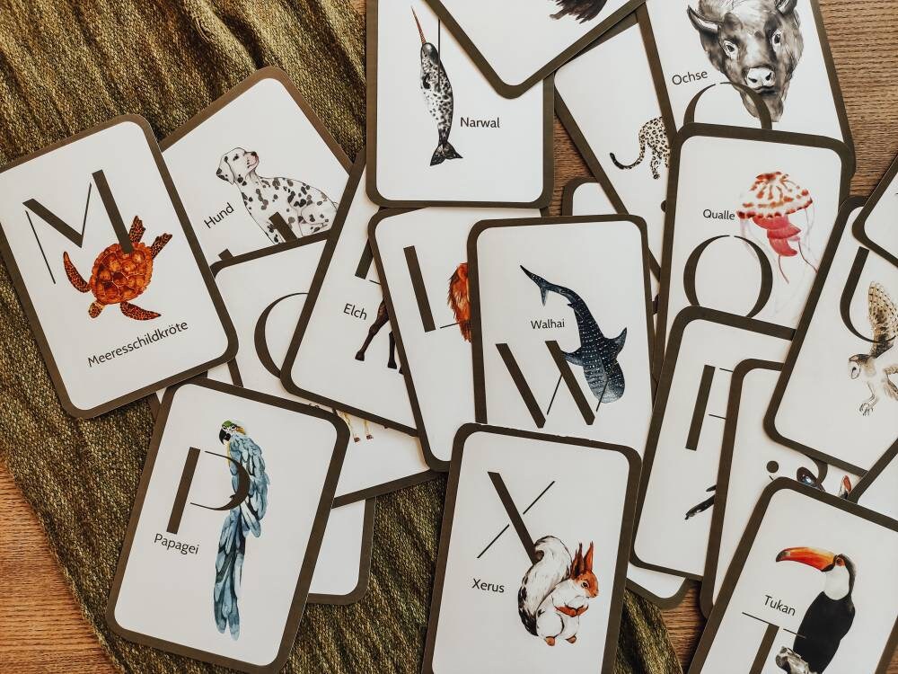 German Animal Alphabet Flashcards Digital Download | Etsy