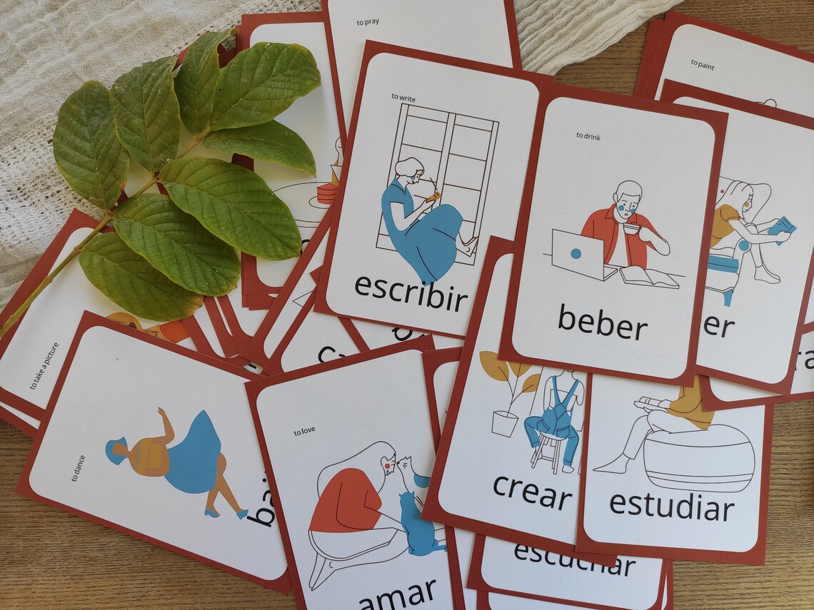 Spanish Verb Flashcards Digital Download Flashcards | Etsy