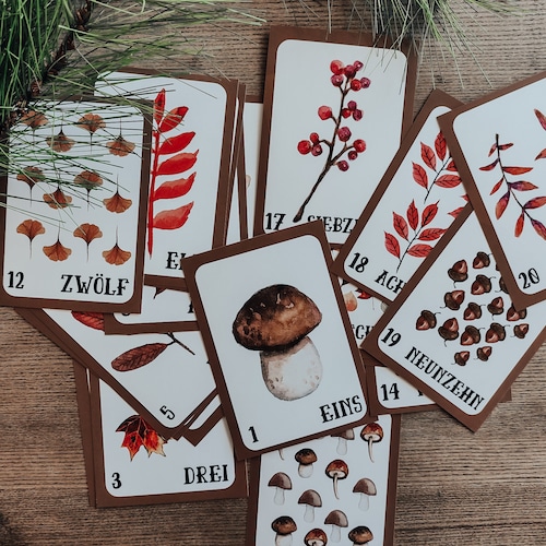 German Numbers Flashcards 1-20 - Etsy