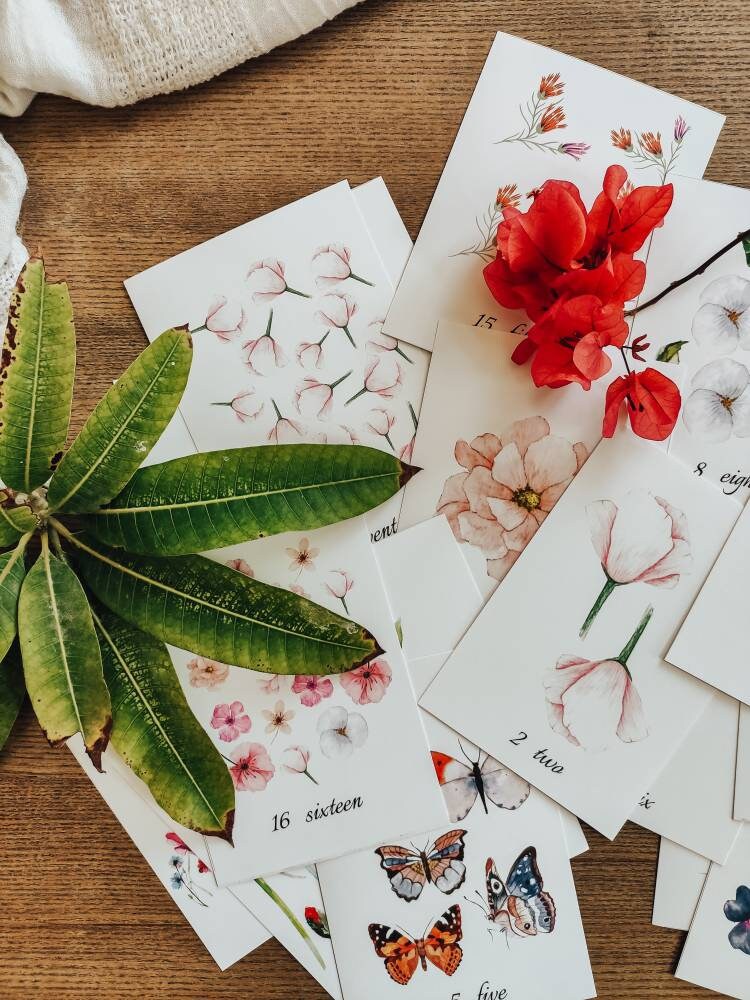 Floral Garden Numbers | Digital Download, Flashcards, Montessori ...
