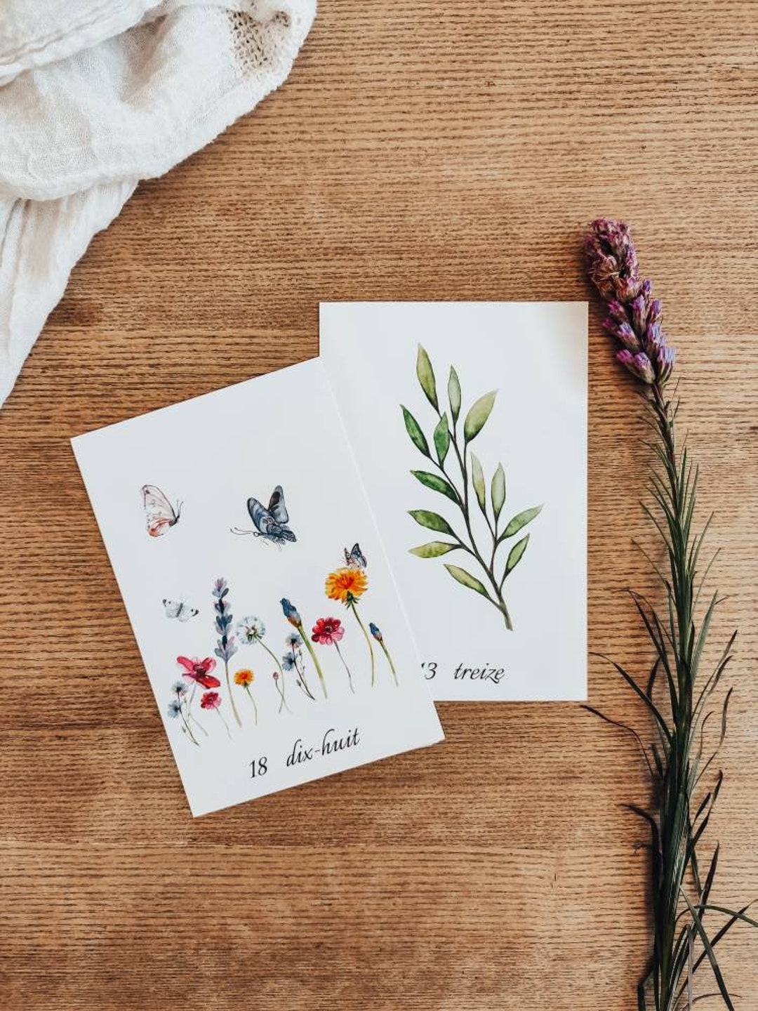 French Numbers | Digital Download, Watercolor, Floral, Garden ...