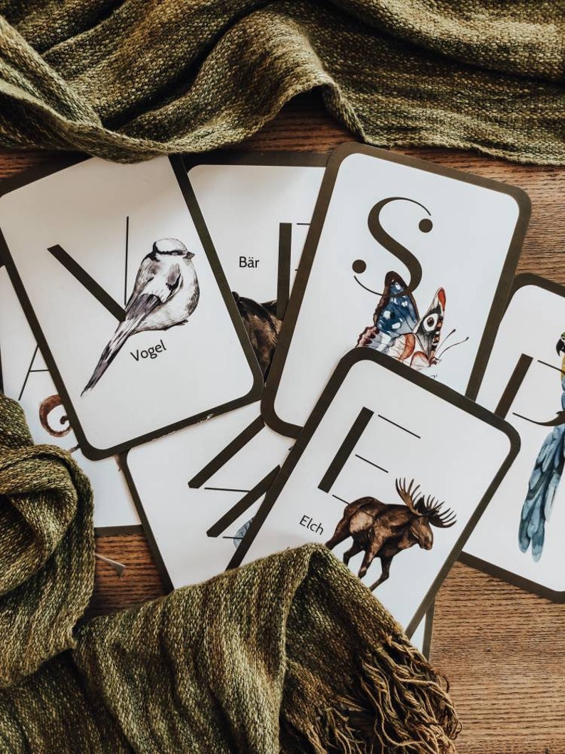 German Animal Alphabet Flashcards Digital Download | Etsy