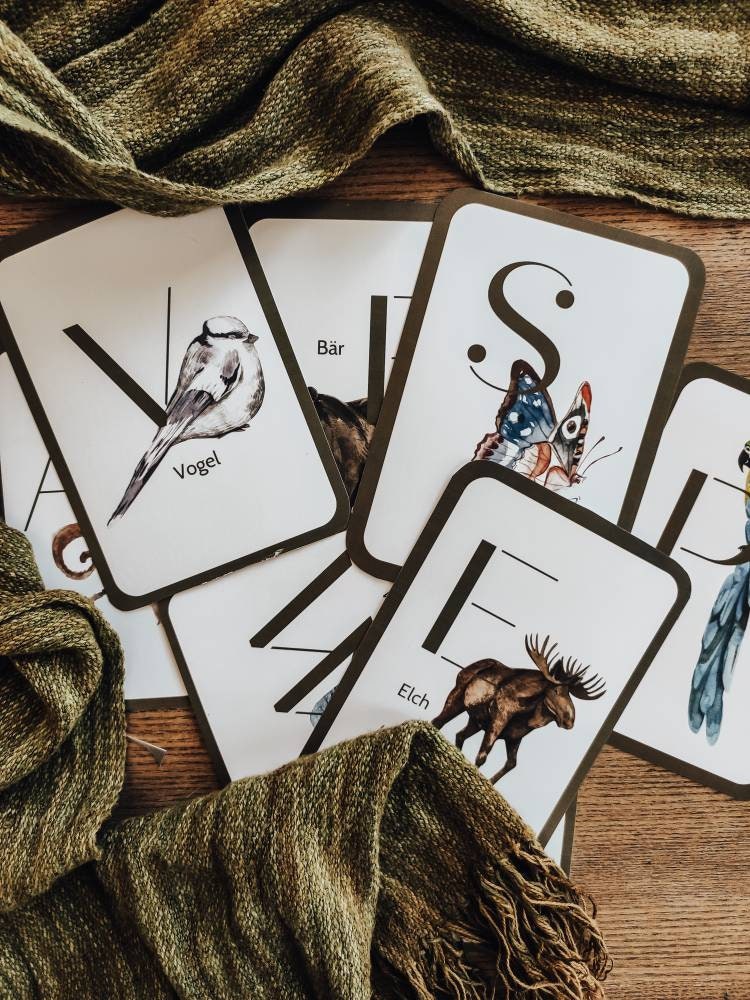 German Animal Alphabet Flashcards Digital Download | Etsy