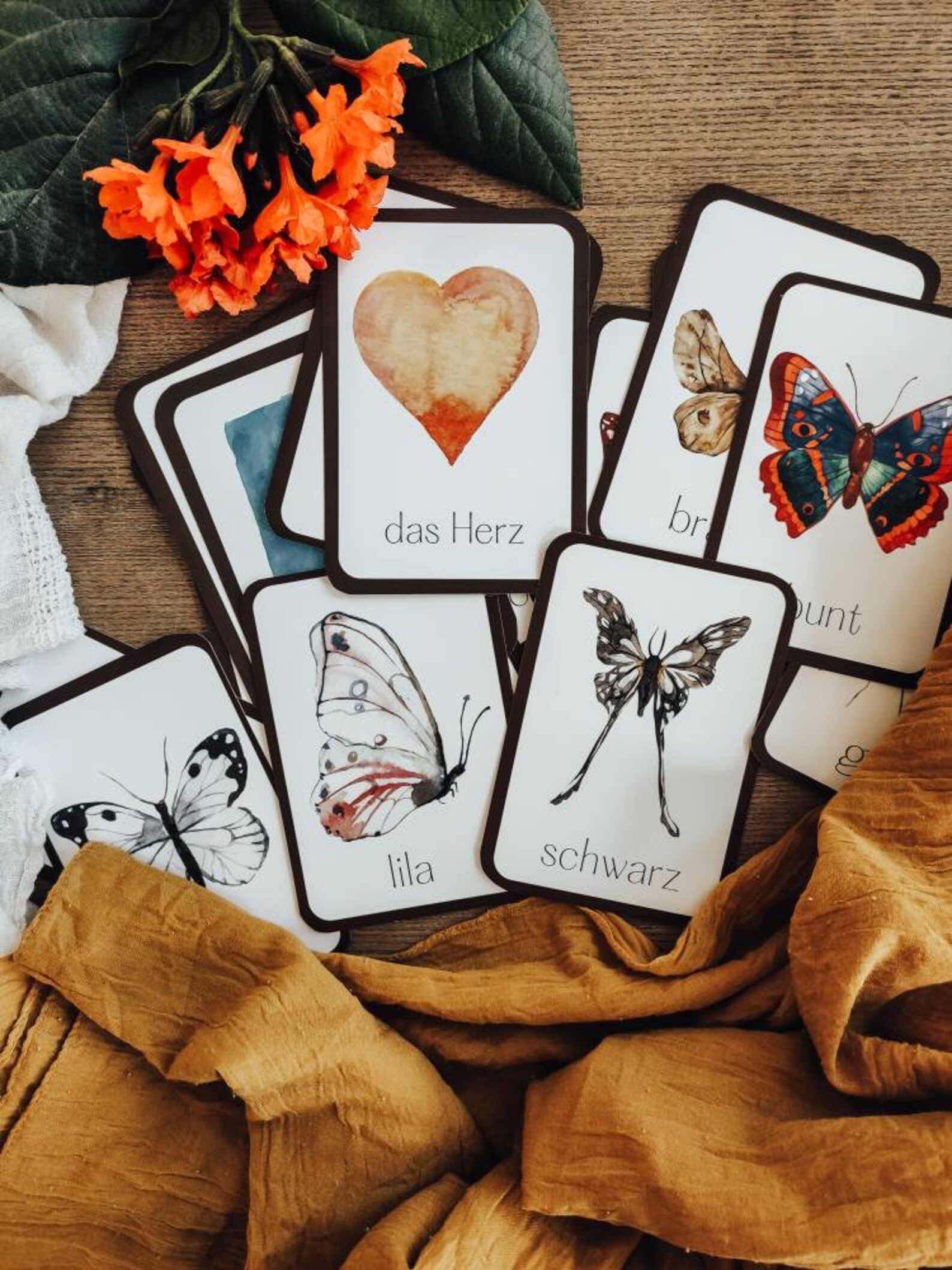 German Colors and Shapes Watercolor Flashcards Digital | Etsy