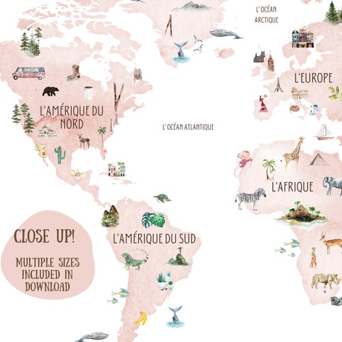 French-speaking World Map - Etsy UK