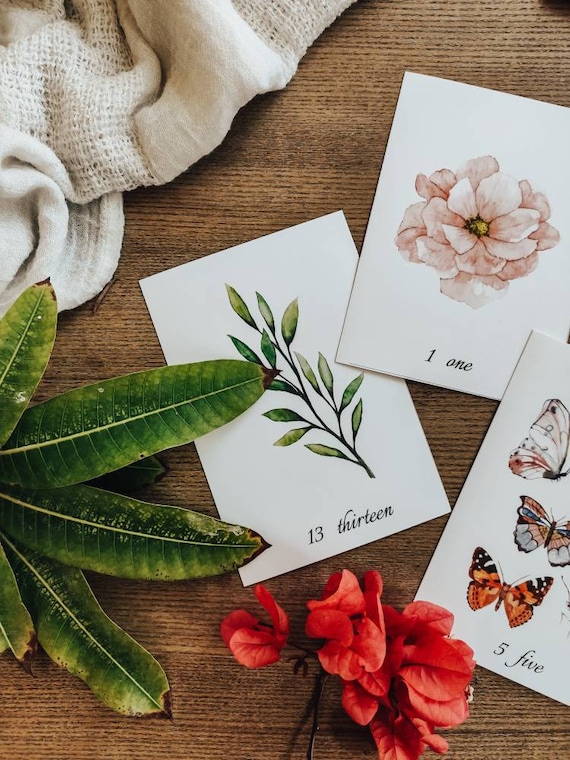 Floral Garden Numbers Digital Download Flashcards | Etsy