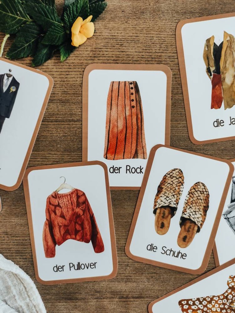 German Clothing Flashcards | Digital Download, Printable, Deutsch ...