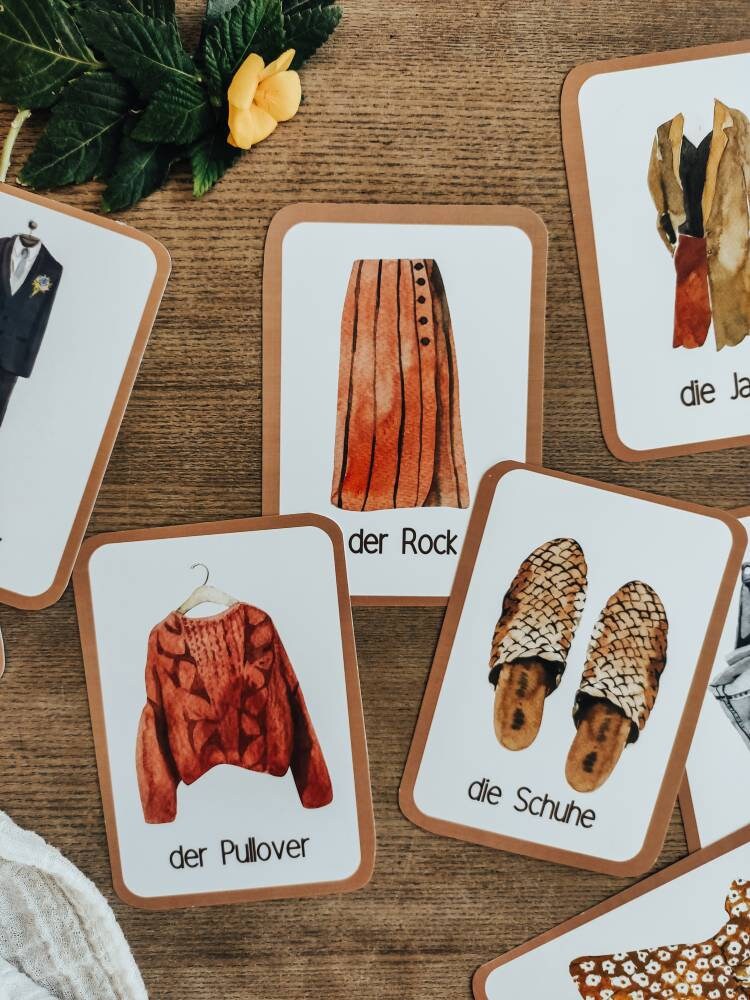 German Clothing Flashcards Digital download printable | Etsy