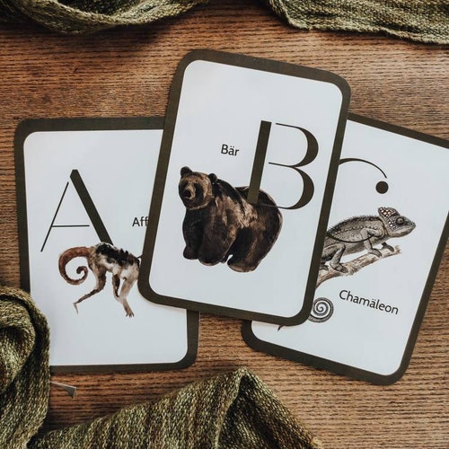 German Animal Alphabet Flashcards Digital Download - Etsy