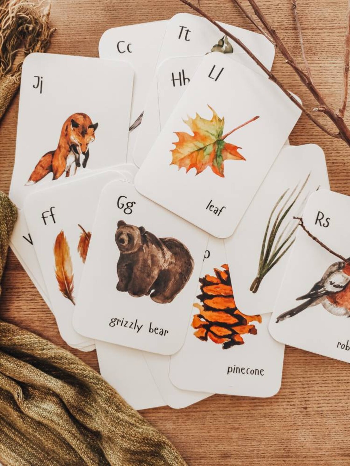 Forest Alphabet Flashcards Digital Download Woodland - Etsy