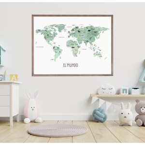 Spanish World Map | Digital Download, Printable, El Mundo, Español ...