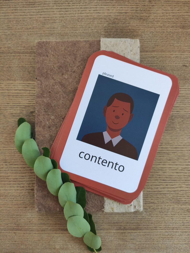 Spanish Emotion Flashcards Digital Download Language | Etsy