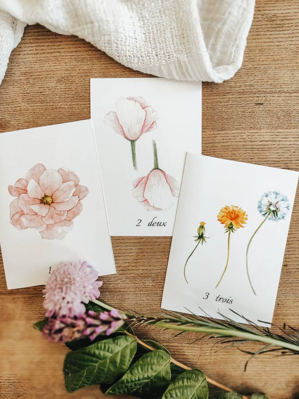 French Numbers Digital Download Watercolor Floral Garden | Etsy