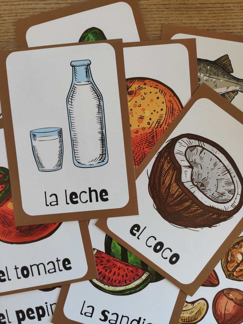 Spanish Food Flashcards Digital Download Language Learning - Etsy