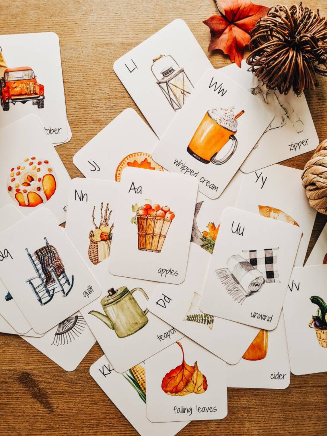 Into Autumn Flashcards | Digital Download, Flashcards, Alphabet ...