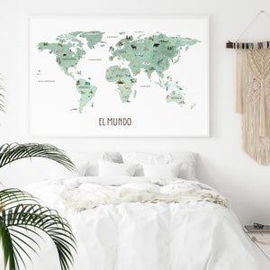 Spanish World Map | Digital Download, Printable, El Mundo, Español ...