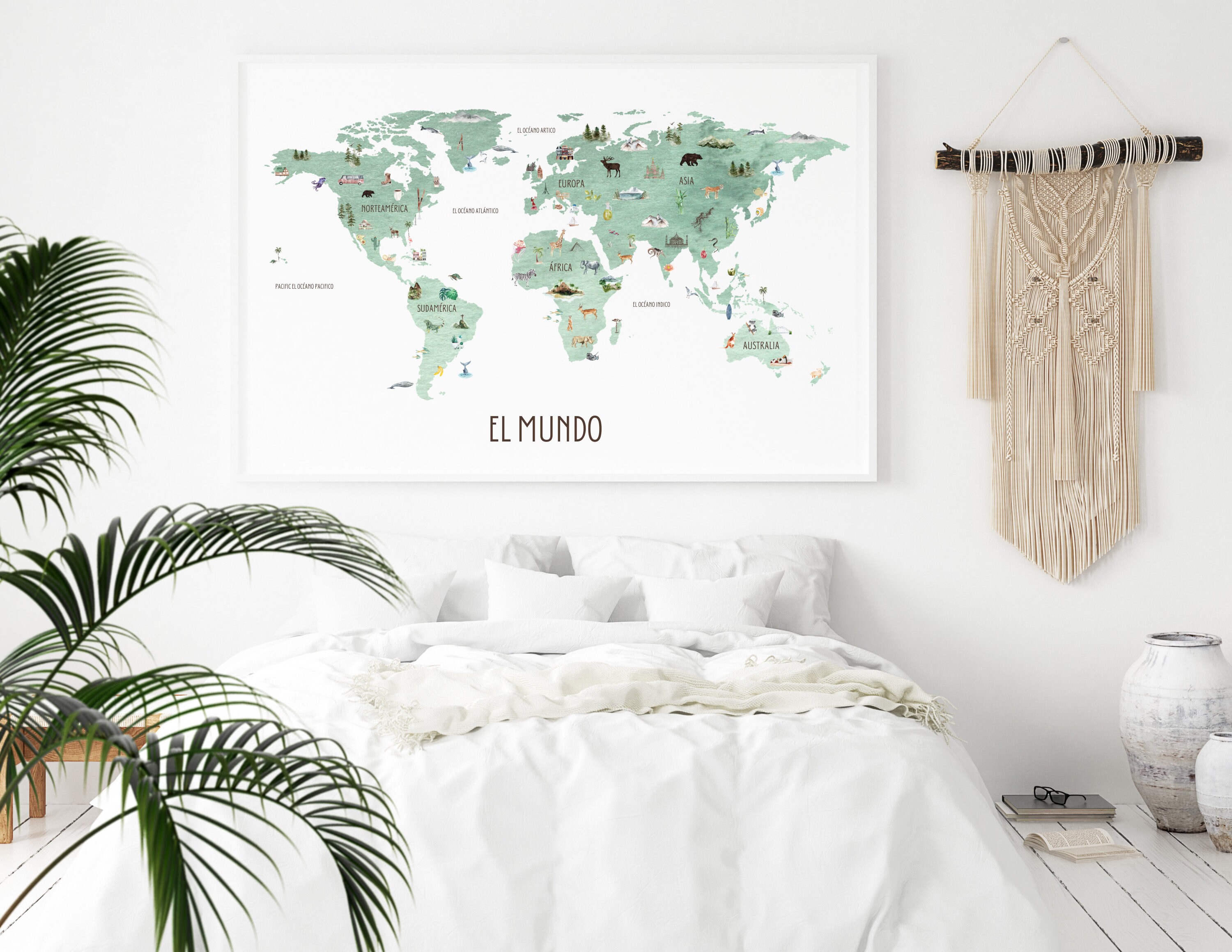 Spanish World Map | Digital Download, Printable, El Mundo, Español ...