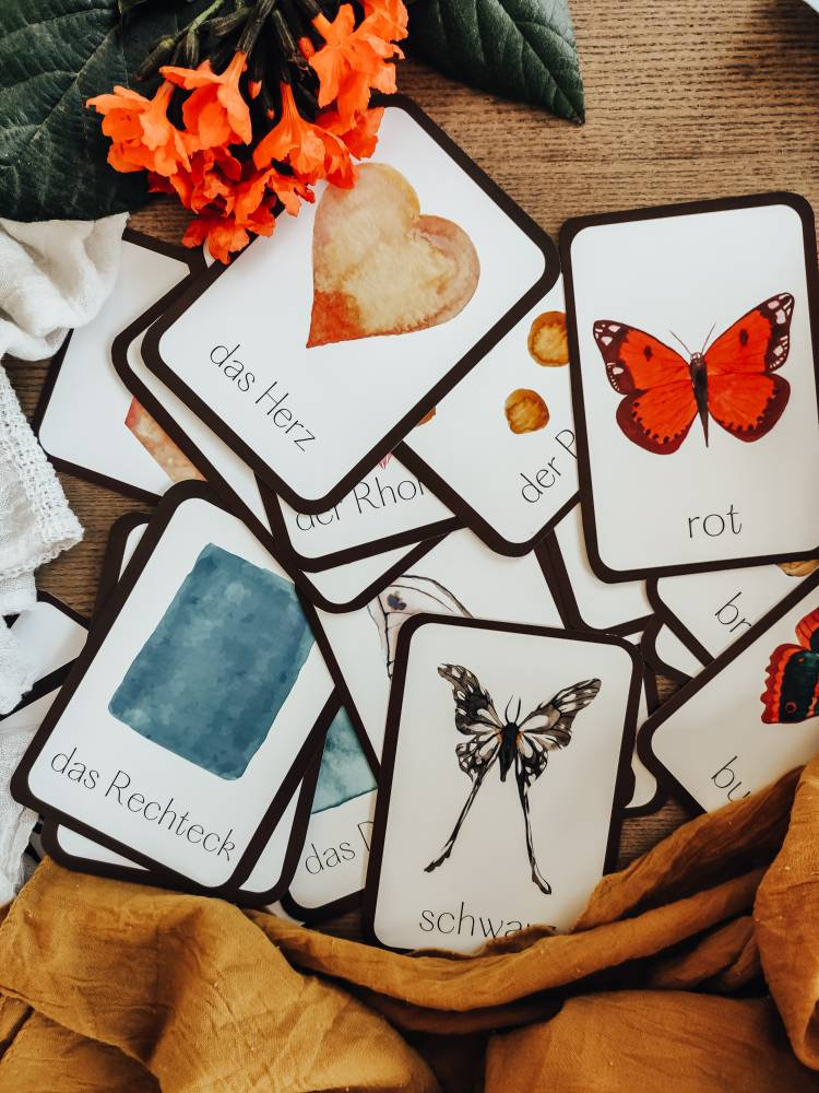 German Colors and Shapes Watercolor Flashcards Digital | Etsy