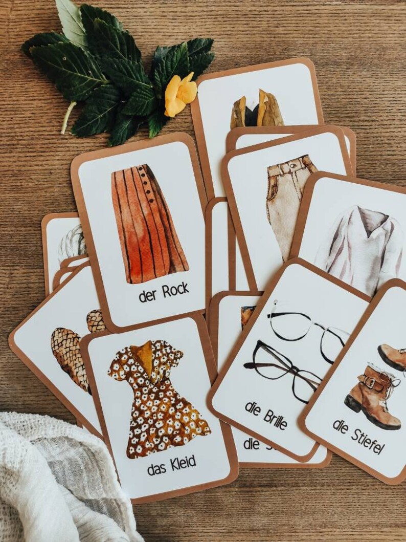 German Clothing Flashcards | Digital Download, Printable, Deutsch ...