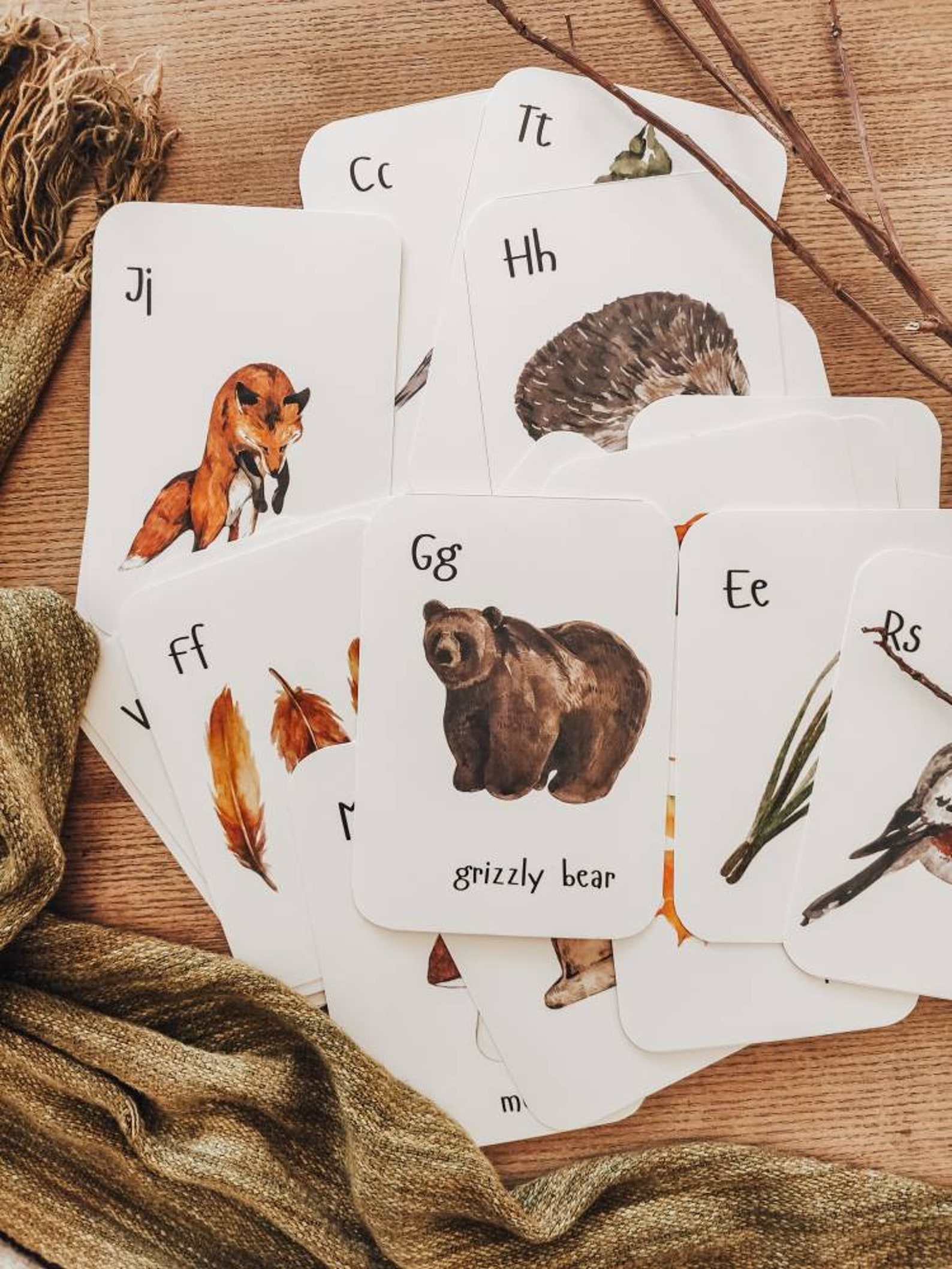 Forest Alphabet Flashcards Digital Download Woodland - Etsy