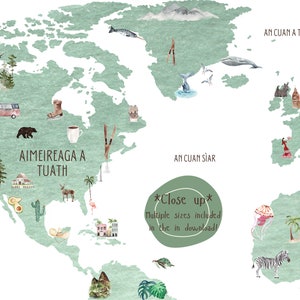 Scottish Gaelic World Map | Digital Download, Atlas, Watercolor ...