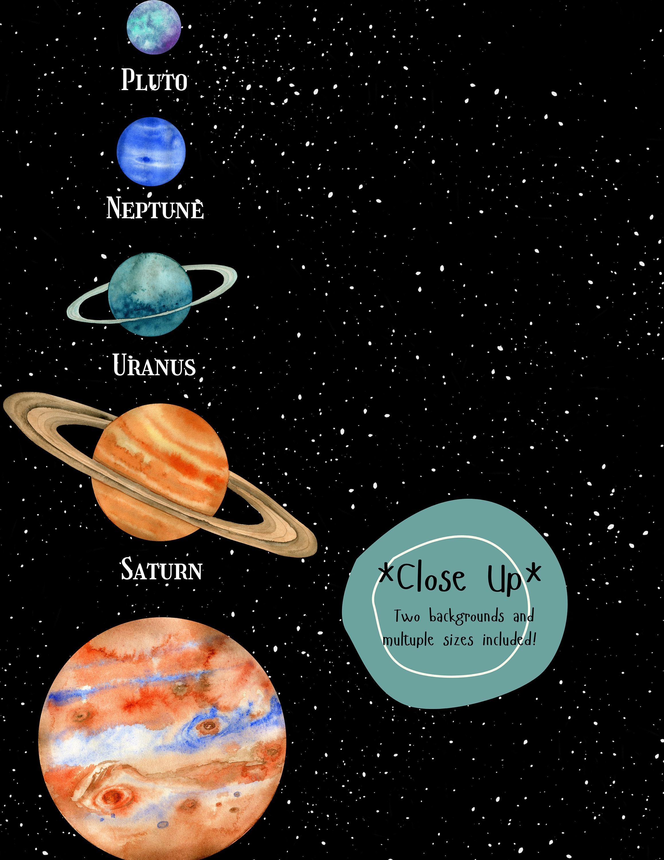 Solar System Print Digital Download Printable Space | Etsy