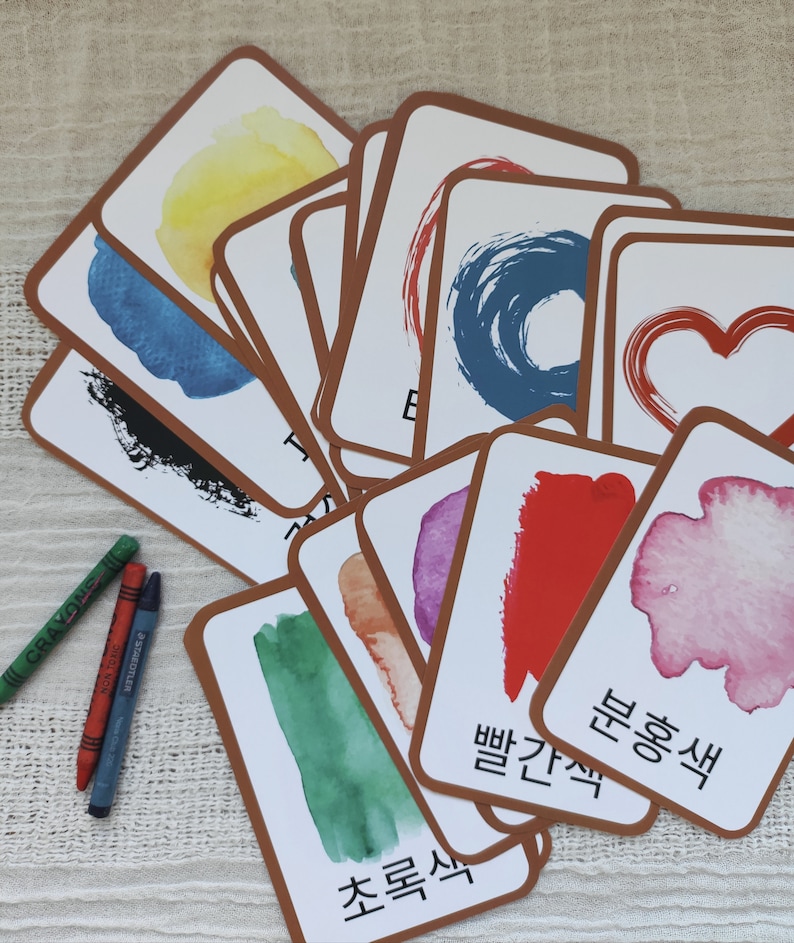 Korean Colors and Shapes Flashcards Digital Download | Etsy