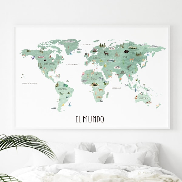 Spanish World Map Printable - Etsy