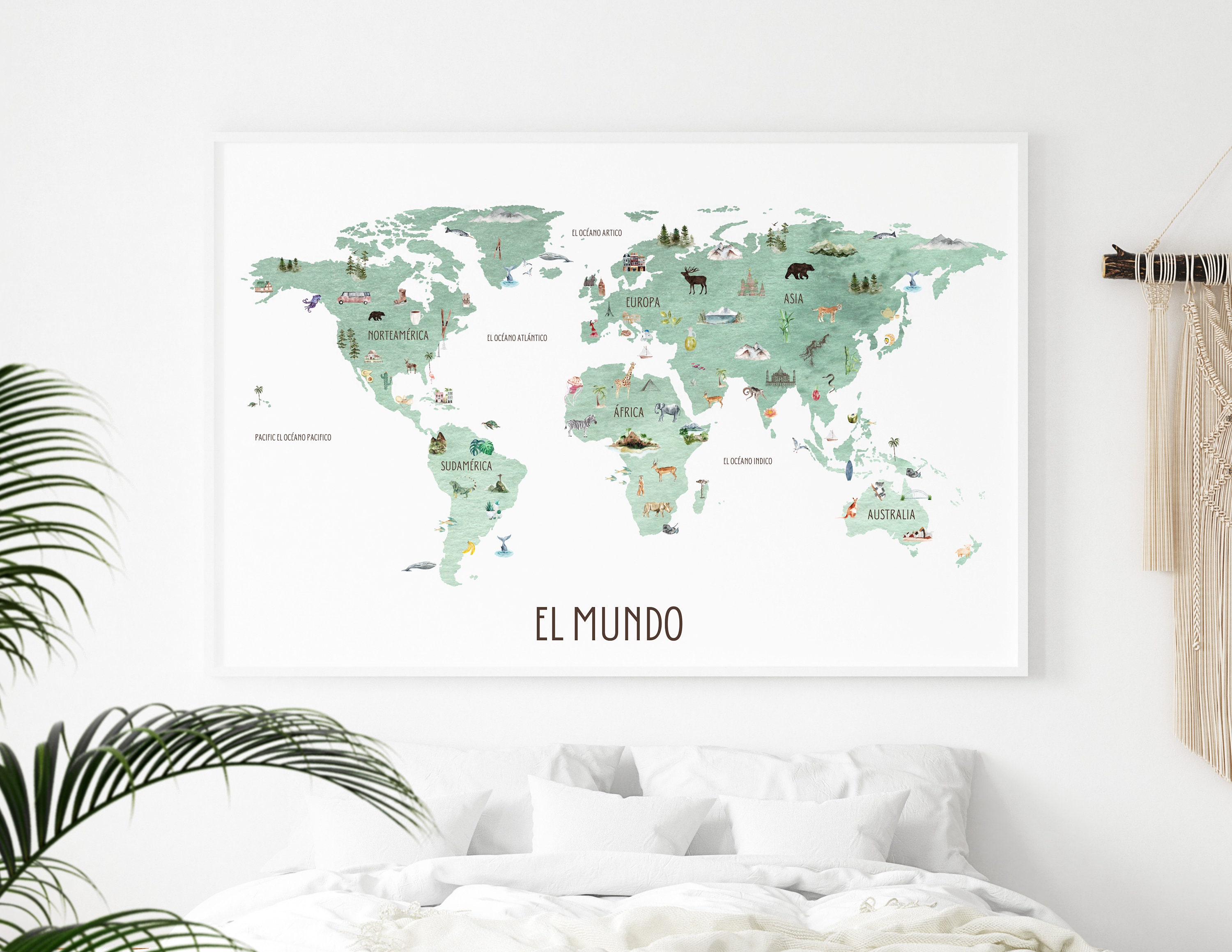 Spanish World Map Digital Download Printable El Mundo | Etsy
