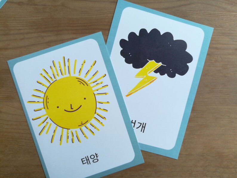 Korean Weather and Seasons Flashcards | Digital Download, Flashcards ...