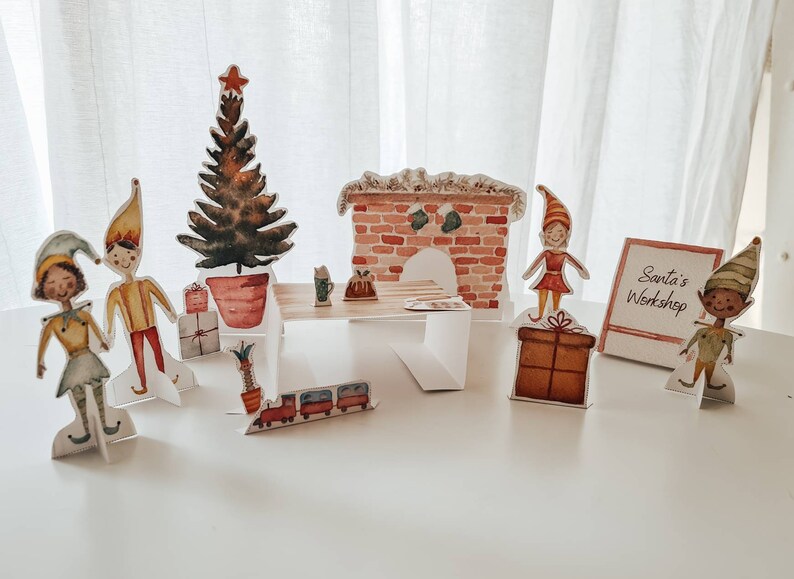 Santa's Workshop Printable Play Scene Digital Download | Etsy