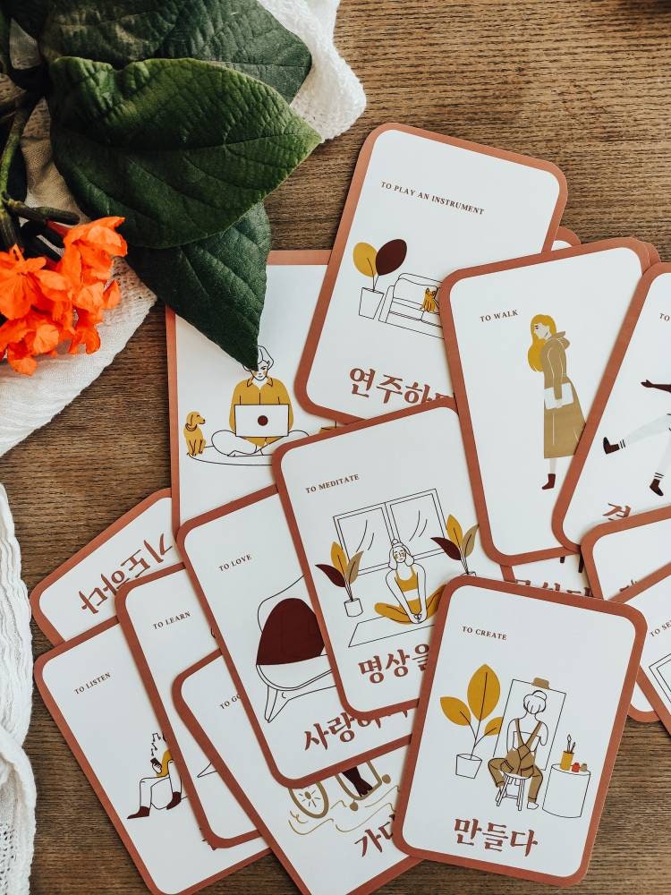 Korean Verb Flashcards Digital Download South Korea | Etsy