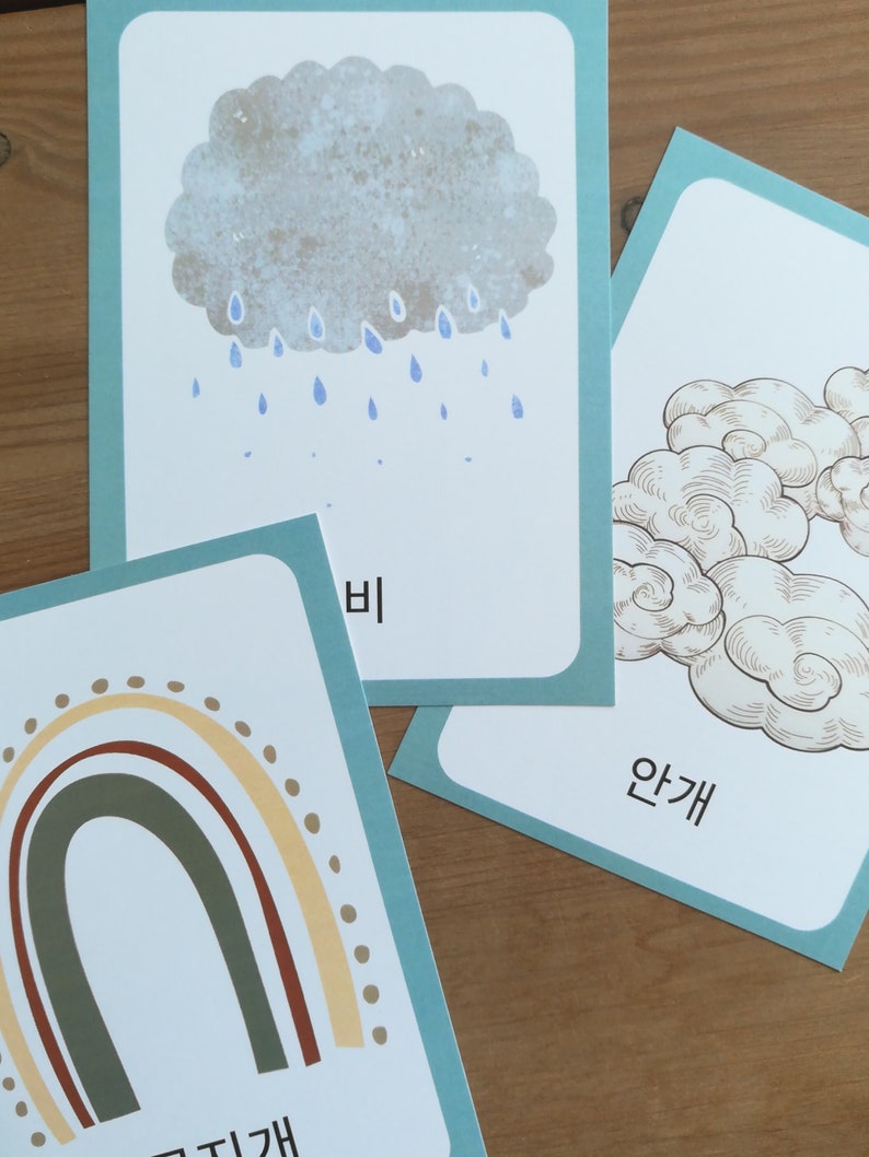 Korean Weather and Seasons Flashcards | Digital Download, Flashcards ...