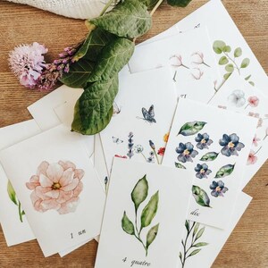 French Numbers | Digital Download, Watercolor, Floral, Garden ...