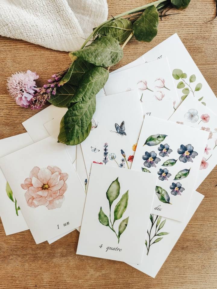 French Numbers | Digital Download, Watercolor, Floral, Garden ...