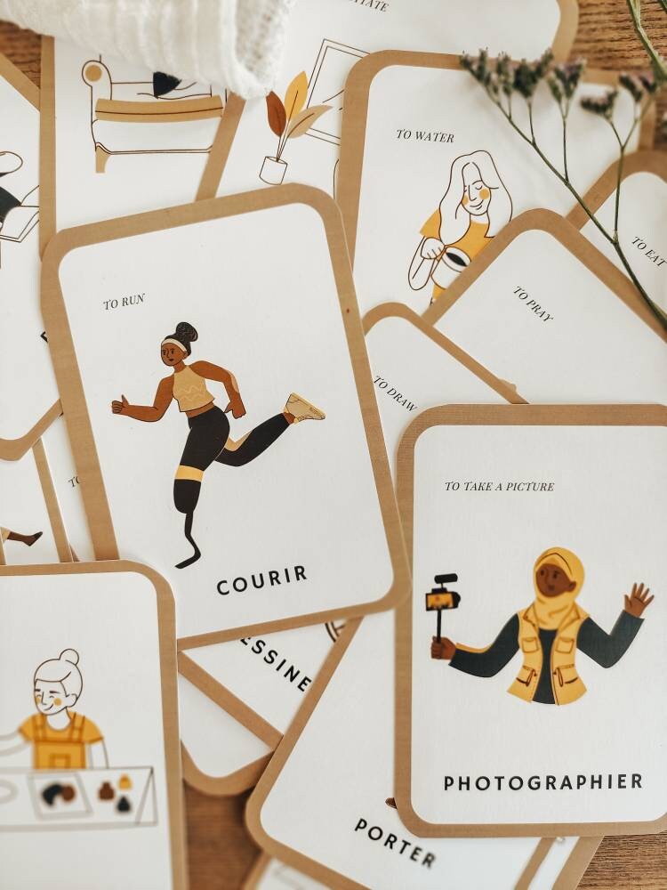 French Verbs Digital Download Flashcards Vocabulary | Etsy