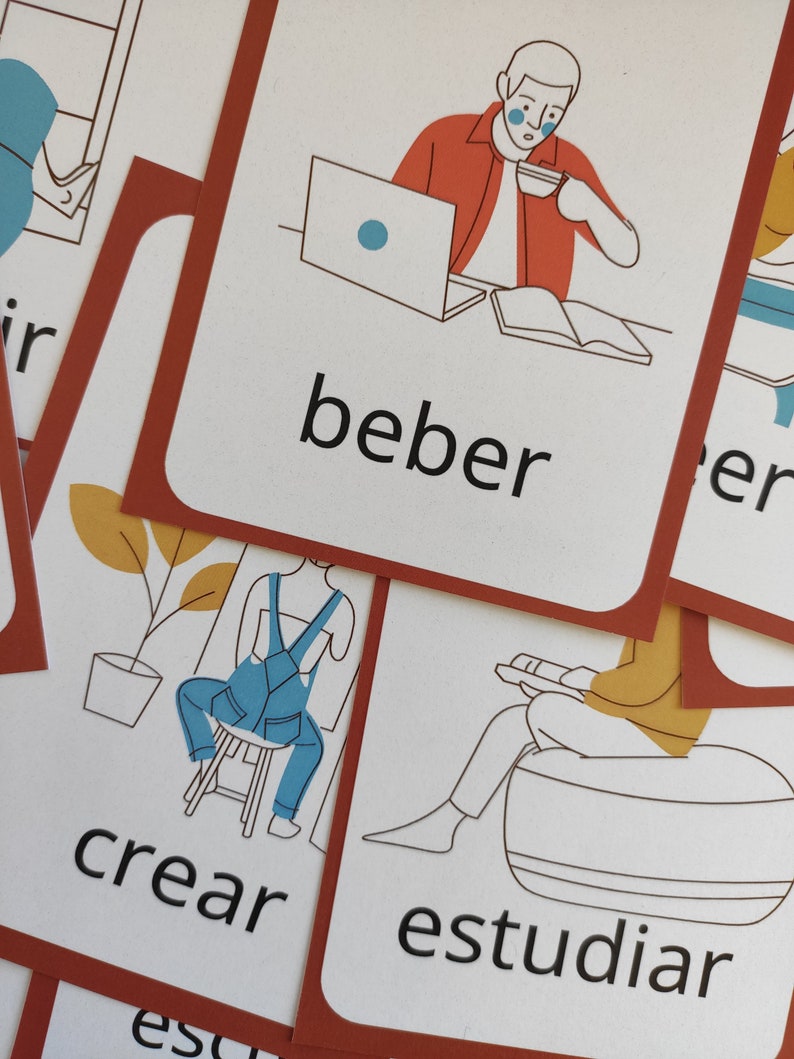 Spanish Verb Flashcards Digital Download Flashcards | Etsy