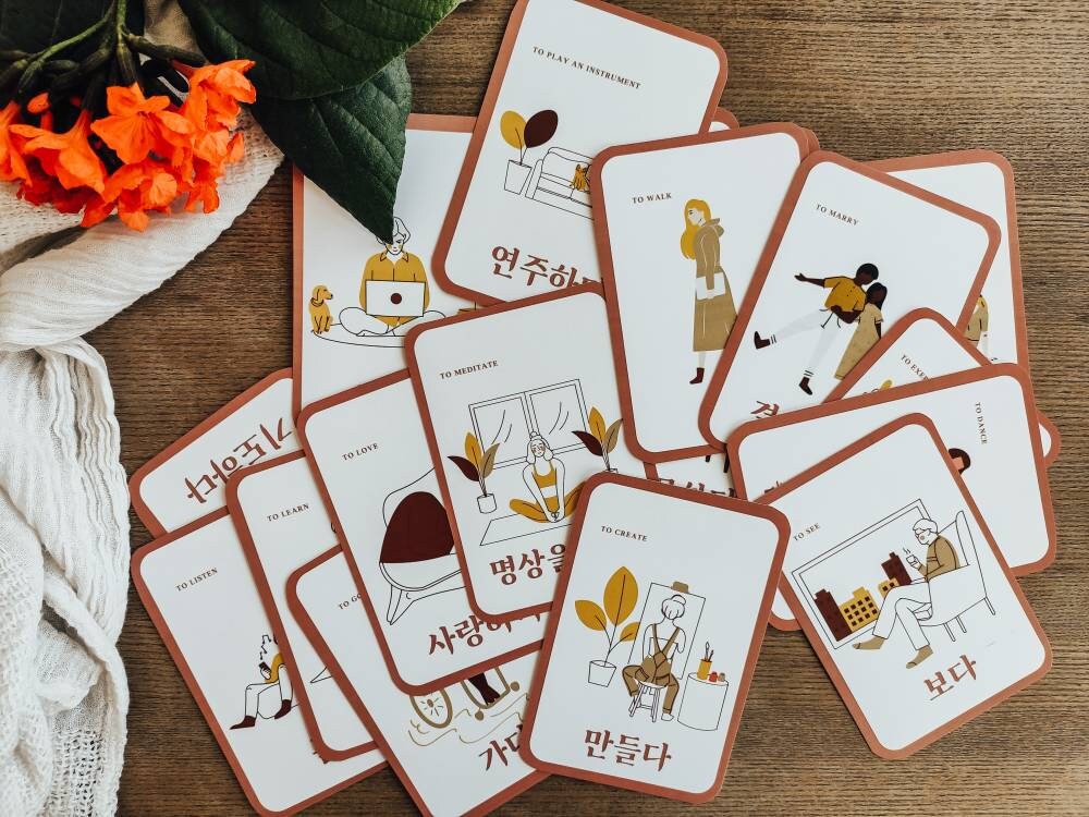 Korean Verb Flashcards Digital Download South Korea | Etsy