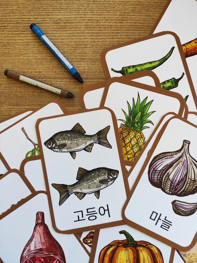 Korean Food Flashcards Digital Download Language School - Etsy