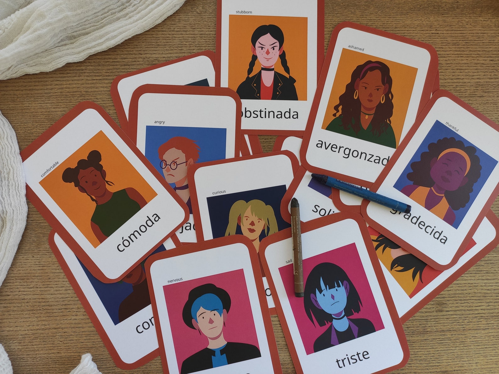 Spanish Emotion Flashcards Digital Download Language | Etsy